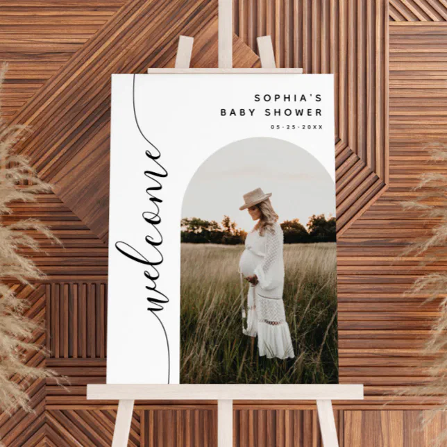 Modern Arch Baby Shower Photo Welcome Sign | Zazzle