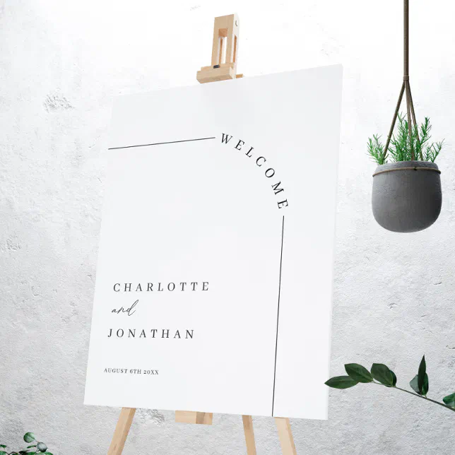 Modern Arch Black and White Wedding Welcome Sign | Zazzle