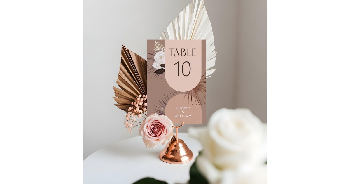 Modern Arch Bohemian Chic Boho Watercolor Florals Table Number | Zazzle