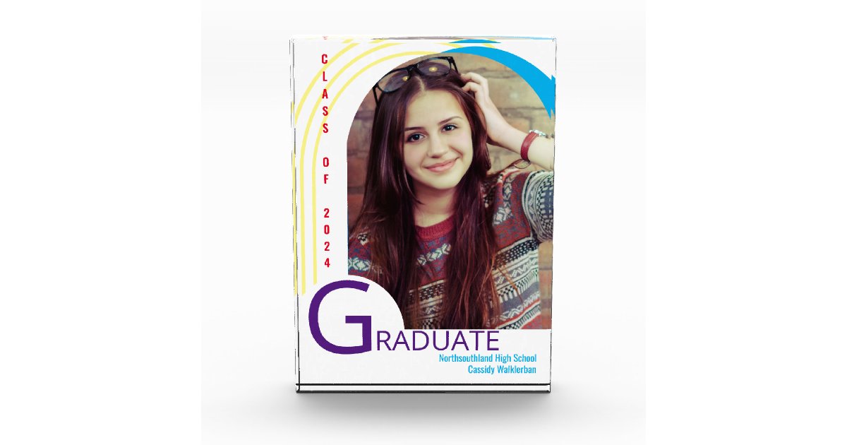Modern Arch Colorful Graduation Photo Block | Zazzle