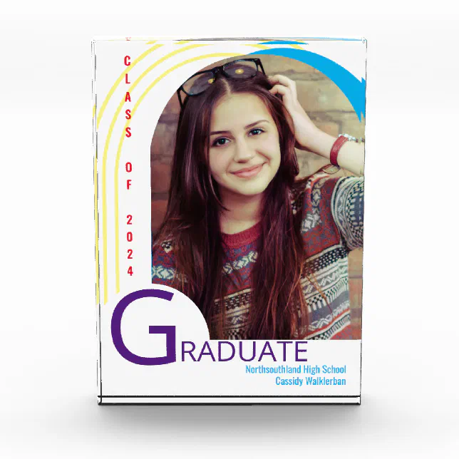 Modern Arch Colorful Graduation Photo Block | Zazzle