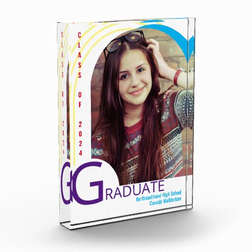 Modern Arch Colorful Graduation Photo Block | Zazzle