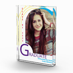 Modern Arch Colorful Graduation Photo Block | Zazzle