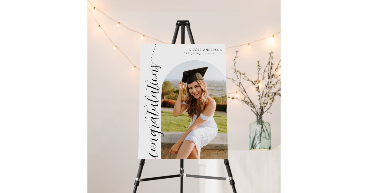 Modern Arch Graduate Photo Congratulations Banner Foam Board | Zazzle