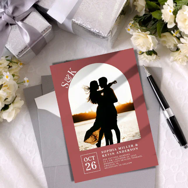 Modern Arch I Photo I Matrix I Wedding Invitation | Zazzle