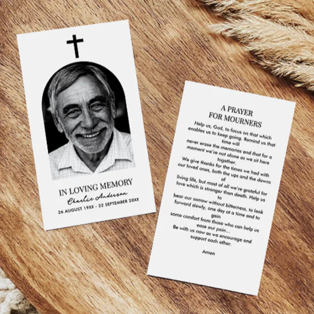 Modern Arch Photo Christian Memorial Prayer Cards | Zazzle