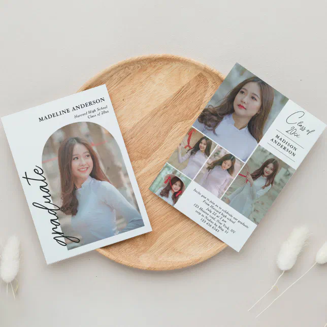 Modern Arch Photo Collage Graduation Invitation | Zazzle