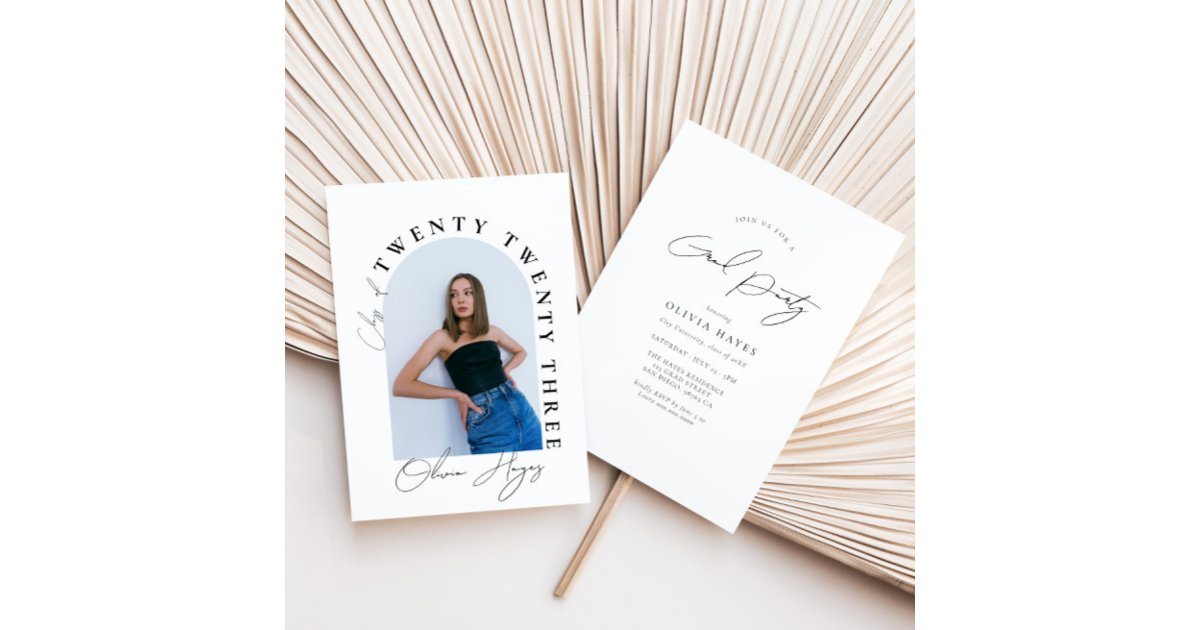 Modern Arch Photo Grad Party Invitation | Zazzle