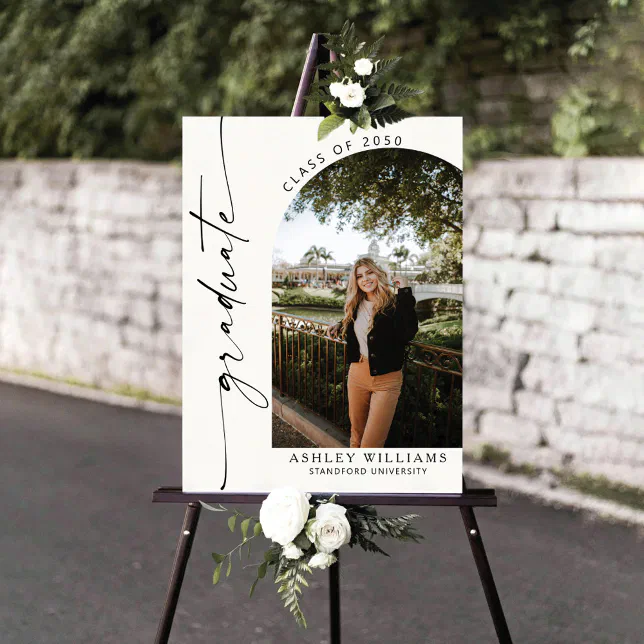 Modern Arch Photo Graduation Announcement Foam Board | Zazzle