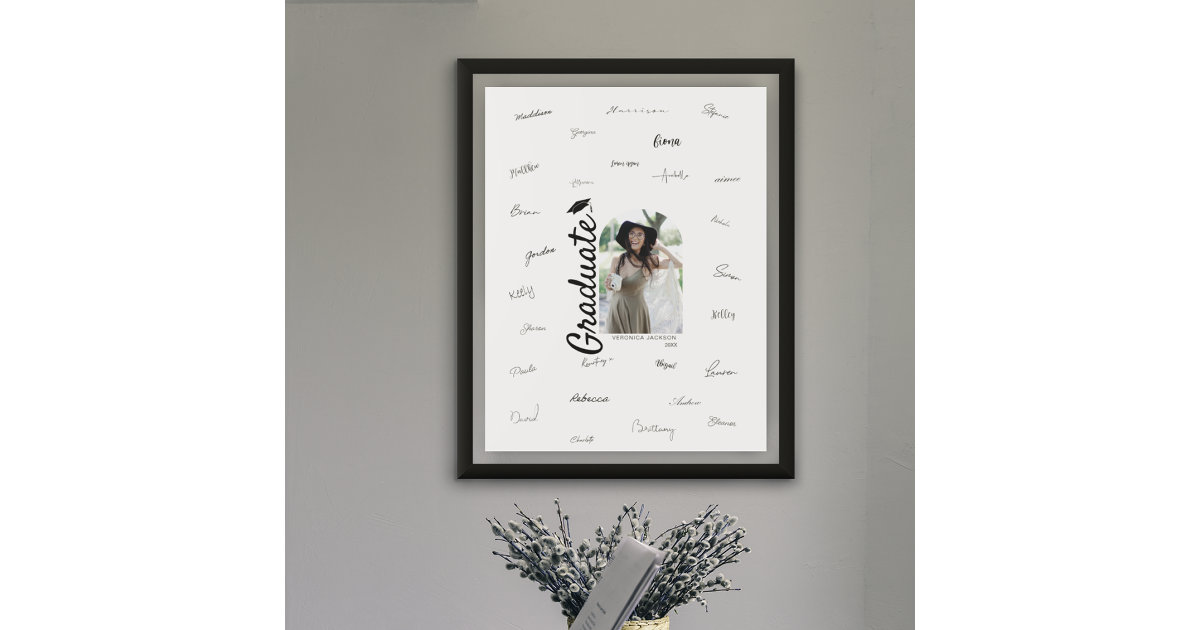 Modern Arch Photo Graduation Guest Signature Poster | Zazzle