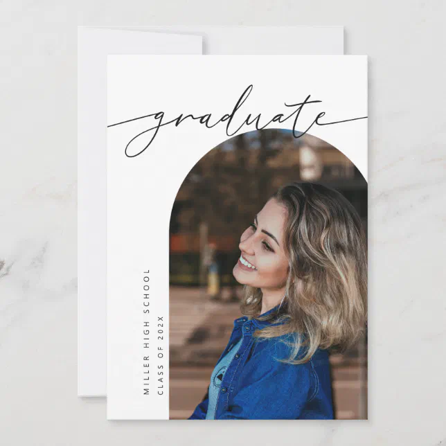 Modern Arch Photo Graduation Party Invitation | Zazzle