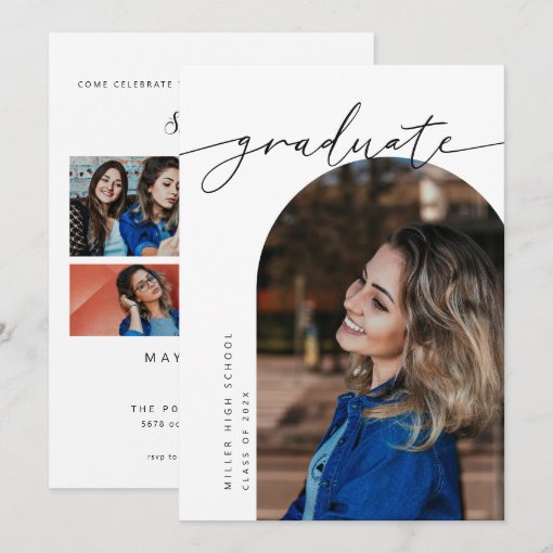 Modern Arch Photo Graduation Party Invitation | Zazzle