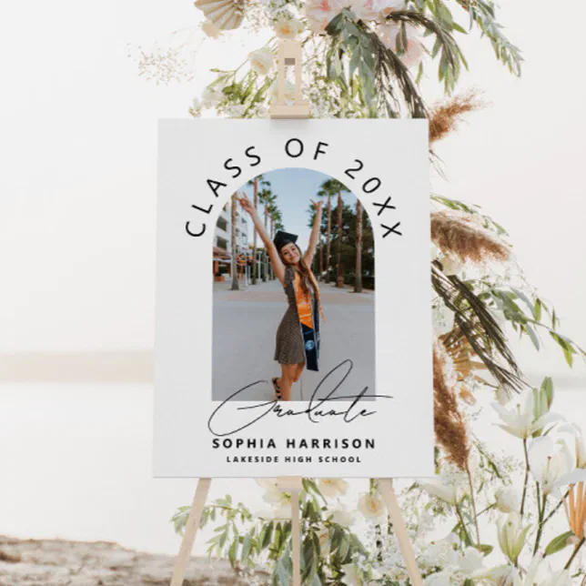 Modern Arch Photo Graduation Welcome Sign | Zazzle