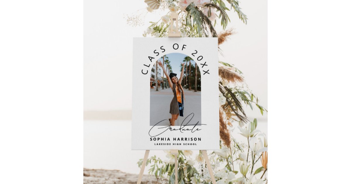 Modern Arch Photo Graduation Welcome Sign | Zazzle