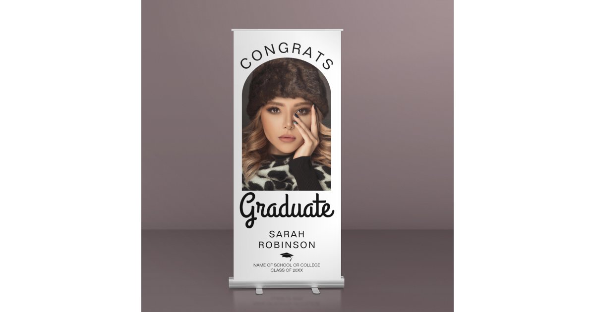 Modern Arch Photo Minimal Graduation Retractable Banner | Zazzle