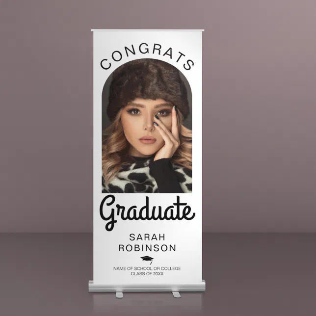 Modern Arch Photo Minimal Graduation Retractable Banner | Zazzle