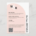Modern Arch Pink Monogram Wedding Details Card | Zazzle