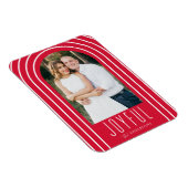 Modern Arch Red and White Holiday Photo Magnet | Zazzle