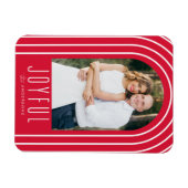 Modern Arch Red and White Holiday Photo Magnet | Zazzle