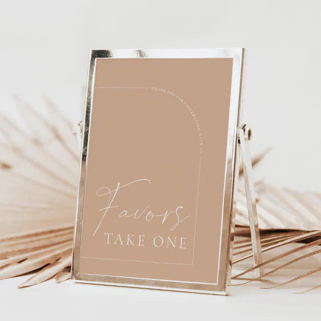 Modern Arch Tan Calligraphy Favors Wedding Sign Invitation | Zazzle