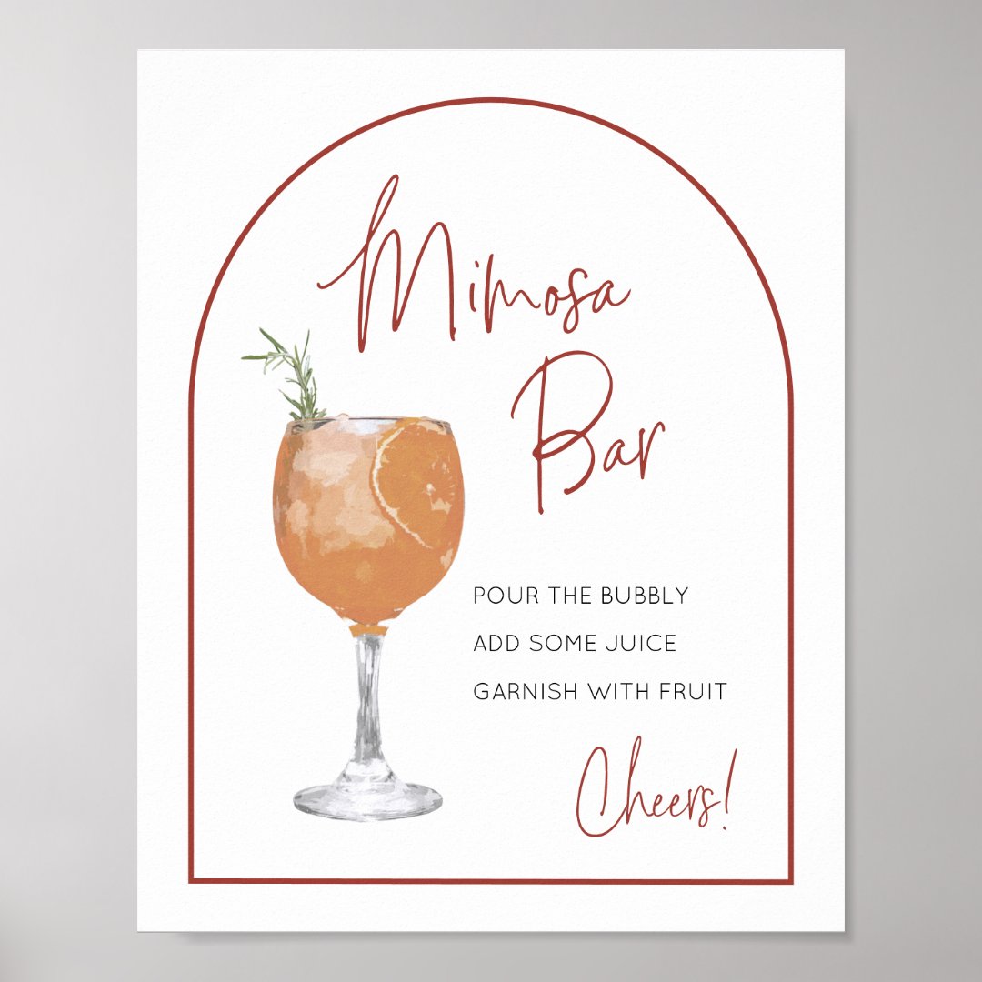 Modern Arch Terracotta Mimosa Bar Sign | Zazzle