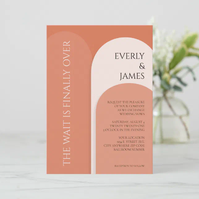 Modern Arch Wedding Invitation I Terracotta | Zazzle