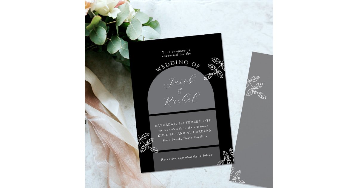 Modern Arch with Branches Elegant Wedding Invitation | Zazzle