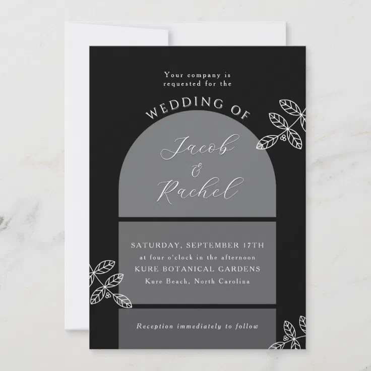 Modern Arch with Branches Elegant Wedding Invitation | Zazzle