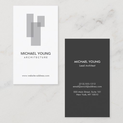 Modern Architectural Blocks Logo Gray/White Business Card | Zazzle