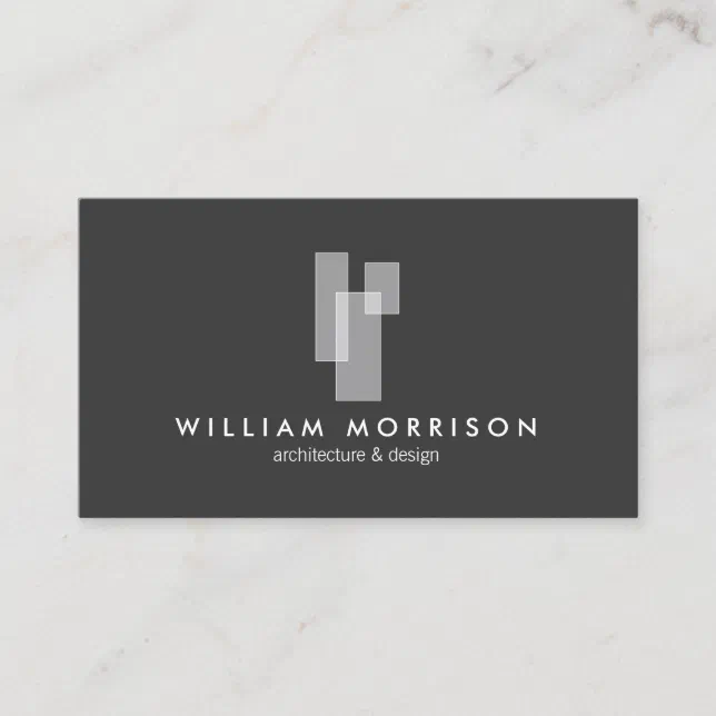 Modern Architectural Blocks Logo II White/Gray Business Card | Zazzle
