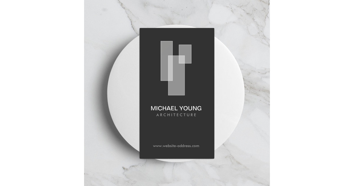 Modern Architectural Blocks Logo White/Gray Business Card | Zazzle