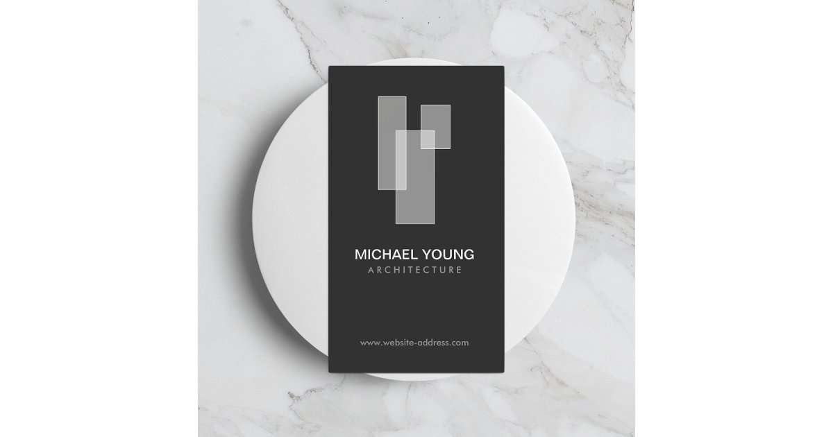 Modern Architectural Blocks Logo White/Gray Business Card | Zazzle