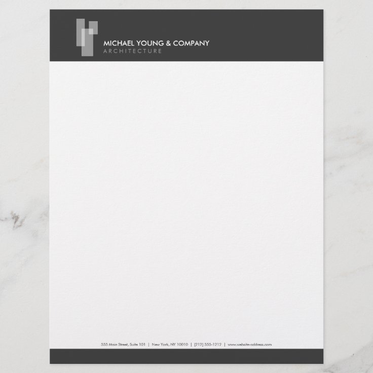 Modern Architectural Blocks Logo White/Gray Letterhead | Zazzle
