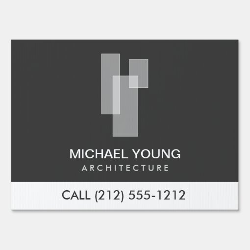 Modern Architectural Blocks Logo White/Gray Sign | Zazzle