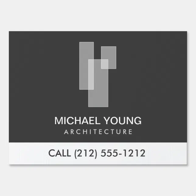 Modern Architectural Blocks Logo White/Gray Sign | Zazzle