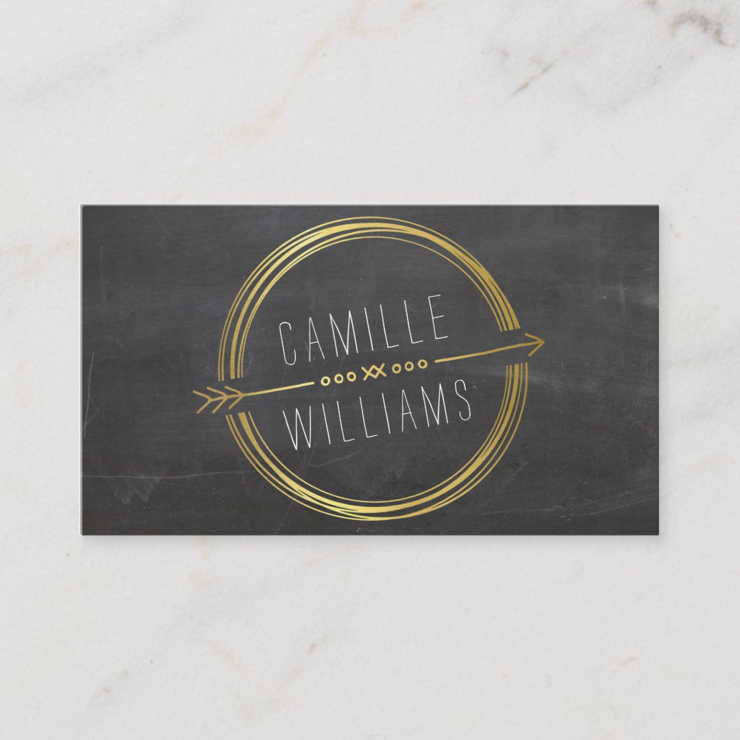 MODERN ARROW LOGO gold foil rustic hand drawn Business Card | Zazzle