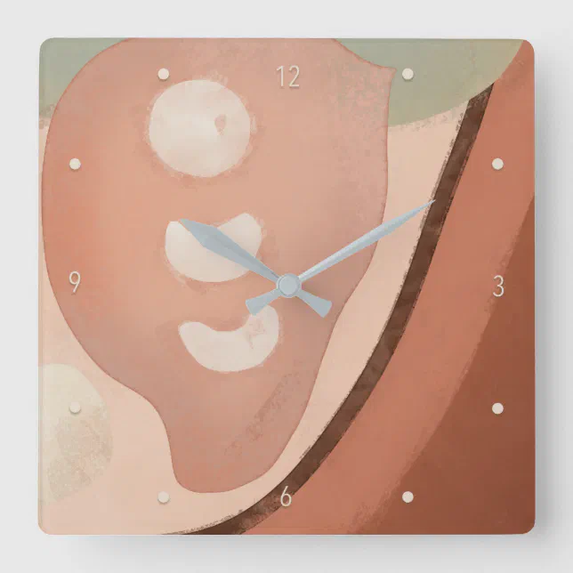 Modern Art Abstract Organic Retro Rounded Shapes Square Wall Clock | Zazzle