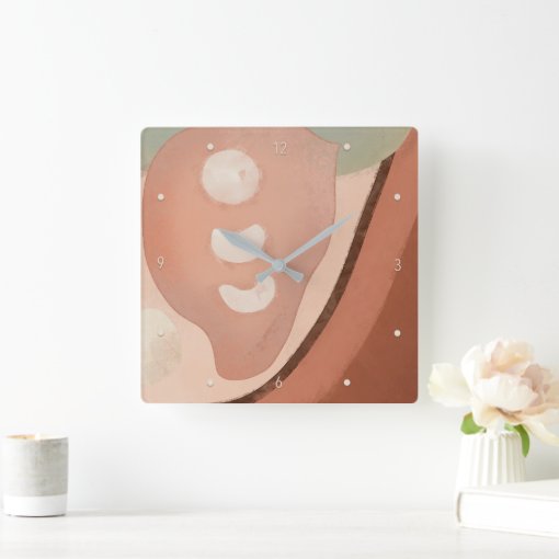 Modern Art Abstract Organic Retro Rounded Shapes Square Wall Clock | Zazzle