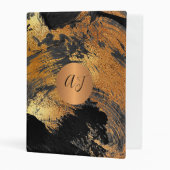 Modern art abstract pattern black copper monogram mini binder | Zazzle