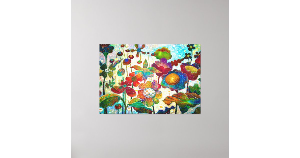 MODERN ART COLORFUL ACRYLIC SPRING FLOWERS CANVAS PRINT | Zazzle