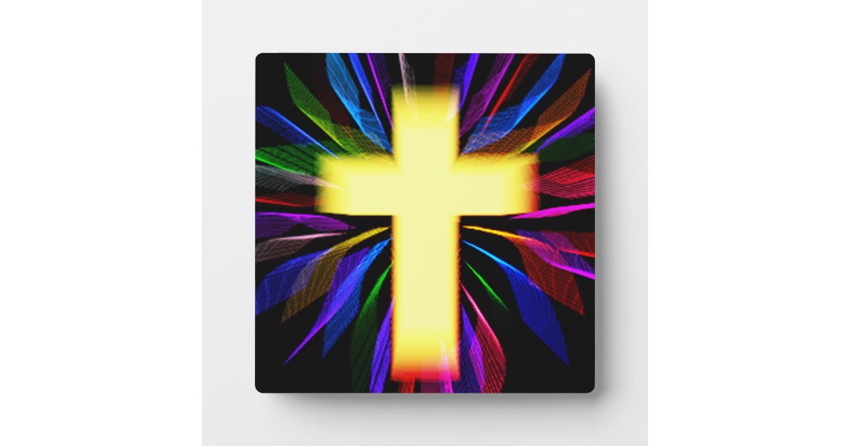 Modern art cross plaque | Zazzle