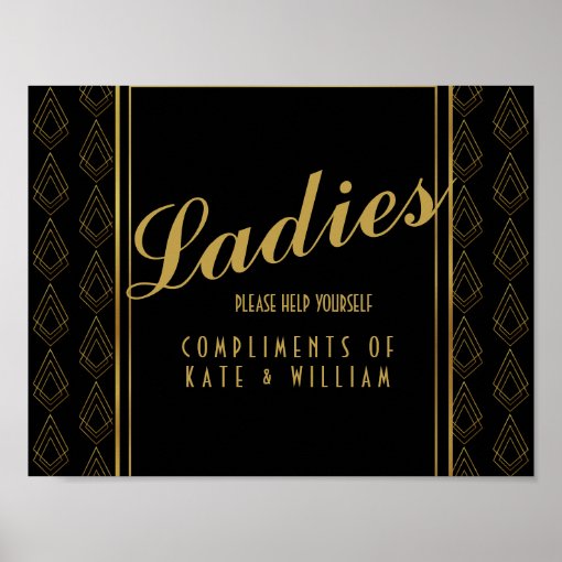 Modern art deco ladies restroom sign- toiletries poster | Zazzle