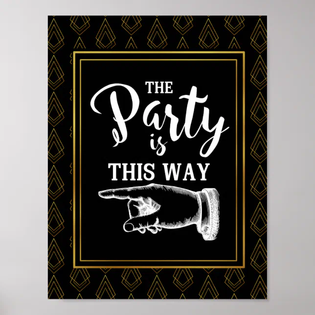Modern art deco style THIS WAY FINGER POINTING Poster | Zazzle