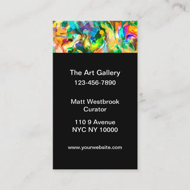 Modern Art Gallery Vertical Format Business Card | Zazzle