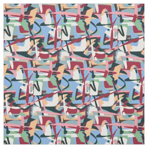 Modern Art Paint Streaks DeKooning Style Fabric | Zazzle