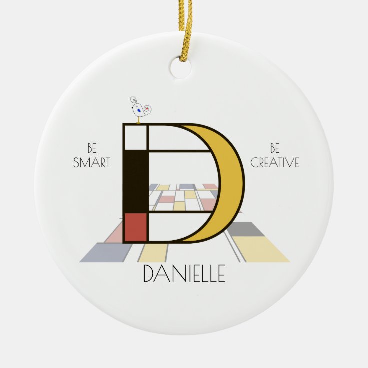 Modern Art Style Monogram. Letter D Ceramic Ornament | Zazzle