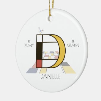 Modern Art Style Monogram. Letter D Ceramic Ornament | Zazzle