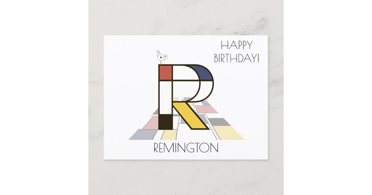 Modern Art Style Monogram. Letter R Postcard | Zazzle