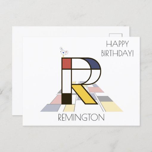 Modern Art Style Monogram. Letter R Postcard | Zazzle