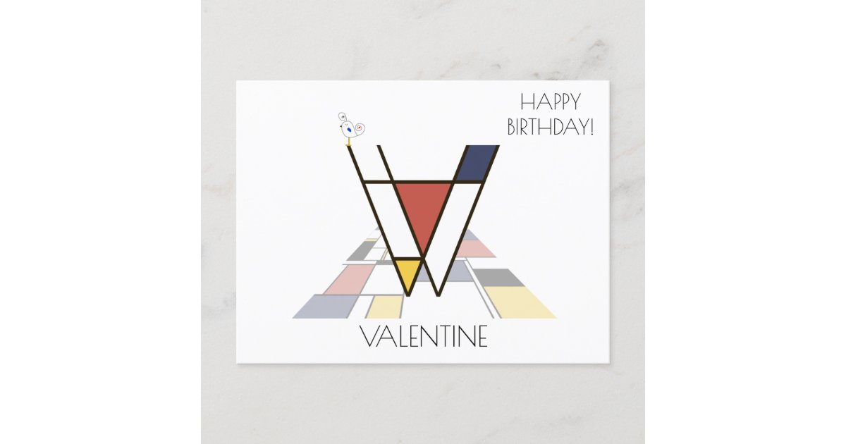 Modern Art Style Monogram. Letter V Postcard | Zazzle